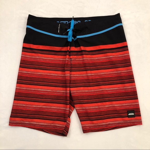 Pipeline | Swim | Pipeline Surf Orange Black Striped Swim Trunks Board ...